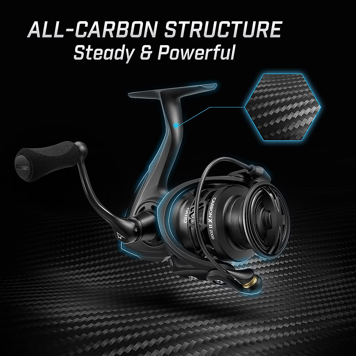 Piscifun Carbon X II Spinning Reels, Light to 5.5oz, Upgrade Spinning Fishing Reel, Carbon Frame and Rotor, 6.2:1, 10+1 Double Shielded BB, Smooth Powerful Freshwater and Saltwater Fishing Reel-3000