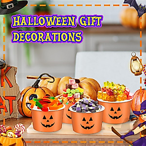 Hsei 60 Pcs 16oz Halloween Disposable Bowls Pumpkin Paper Snack Bowls Ice Cream Cups Soup Bowls for Halloween Dessert Sundae Yogurt Cups Hot Cold Drink for Holiday Party Supplies