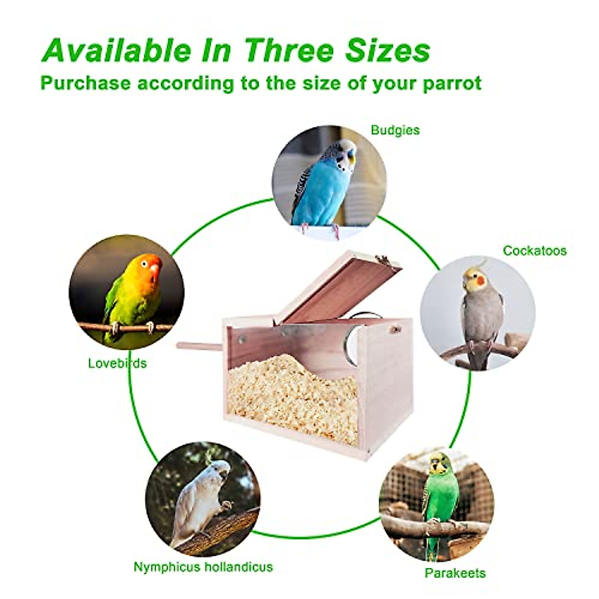 Parakeet Nesting Box, Transparent Bird Box Bird Nests for Cages Nest Box with Perch Wood Bird Cage House Nidos para Pajaros Periquitos for Cockatiel Lovebirds Budgie Finch Parrotlets Canary Conure