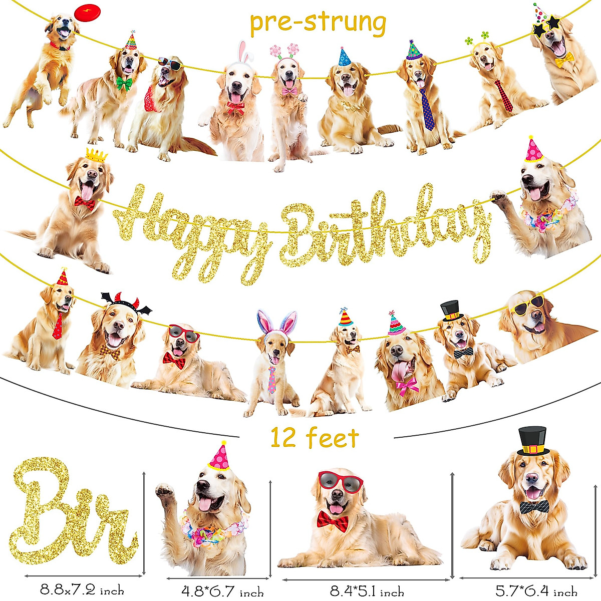 Golden Retriever Birthday Decorations 3Pcs Golden Retriever Birthday Party Banners Dog Birthday Decorations Puppy Dog Party Banners for Dog Birthday Party Supplies