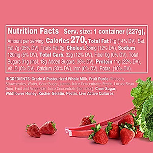 noosa Yoghurt, Strawberry Rhubarb, 8oz, Probiotic, Whole Milk Yogurt, Real Strawberries, Rhubarb, No Artificial Ingredients, Gluten Free