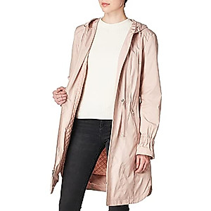 Cole Haan Women's Hooded Anorack Rain Coat, Canyon Rose, Medium