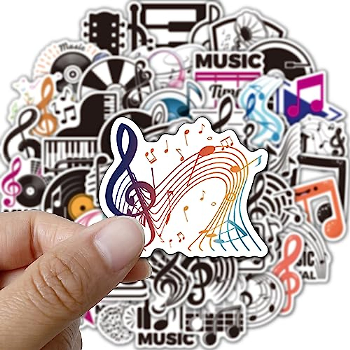 50Pcs Music Stickers for Water Bottles Vinyl Musical Note Stickers for Kids Waterproof Music Stickers for Laptop Guitar Hydroflask Scrapbooking Journaling