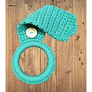 Crochet Hanging Dish Towel Holder (Bright Teal)