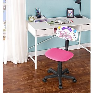 JJS Kids Rolling Drawing Desk Chair, Small Swivel Office Computer Chair for Teens, Low-Back Adjustable Coloring Upholstered Student Task Chair, Pink