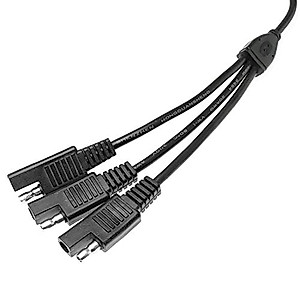 DGZZI SAE Power Extension Cable 35cm 18AWG Y Splitter 1 to 3 Connector 2 Pin Quick Disconnect Adapters Connector Cable for Solar Panel Charge