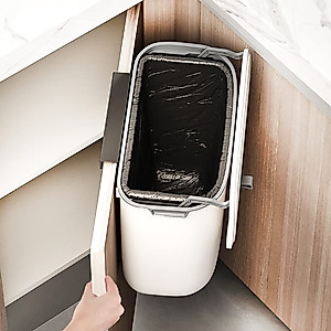 2.4 Gallon Hanging Trash Can with Lid for Kitchen Cabinet Door or Under Sink, Kitchen Wall Mounted Compost Bin, Small Garbage Can for Countertop, Bathroom