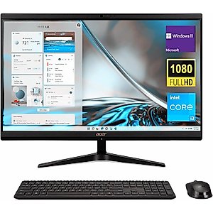 acer Aspire C24 23.8" FHD All in One Desktop Computer, 12th Gen Intel 6-Core i3-1215U Processor, 16GB RAM 512GB SSD, Wi-Fi 6, Wireless Keyboard and Mouse,Windows 11 Home, Black