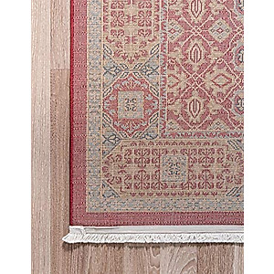 Unique Loom Palace Collection Traditional Geometric Area Rug, 3' 3" x 5' 3", Red/Light Blue