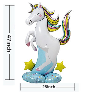 Giant Unicorn Foil Balloon,48" Self Standing 3D Magical Unicorn Party Balloons,Kids Girl Birthday, Baby Shower ,Unicorn Party Decorations