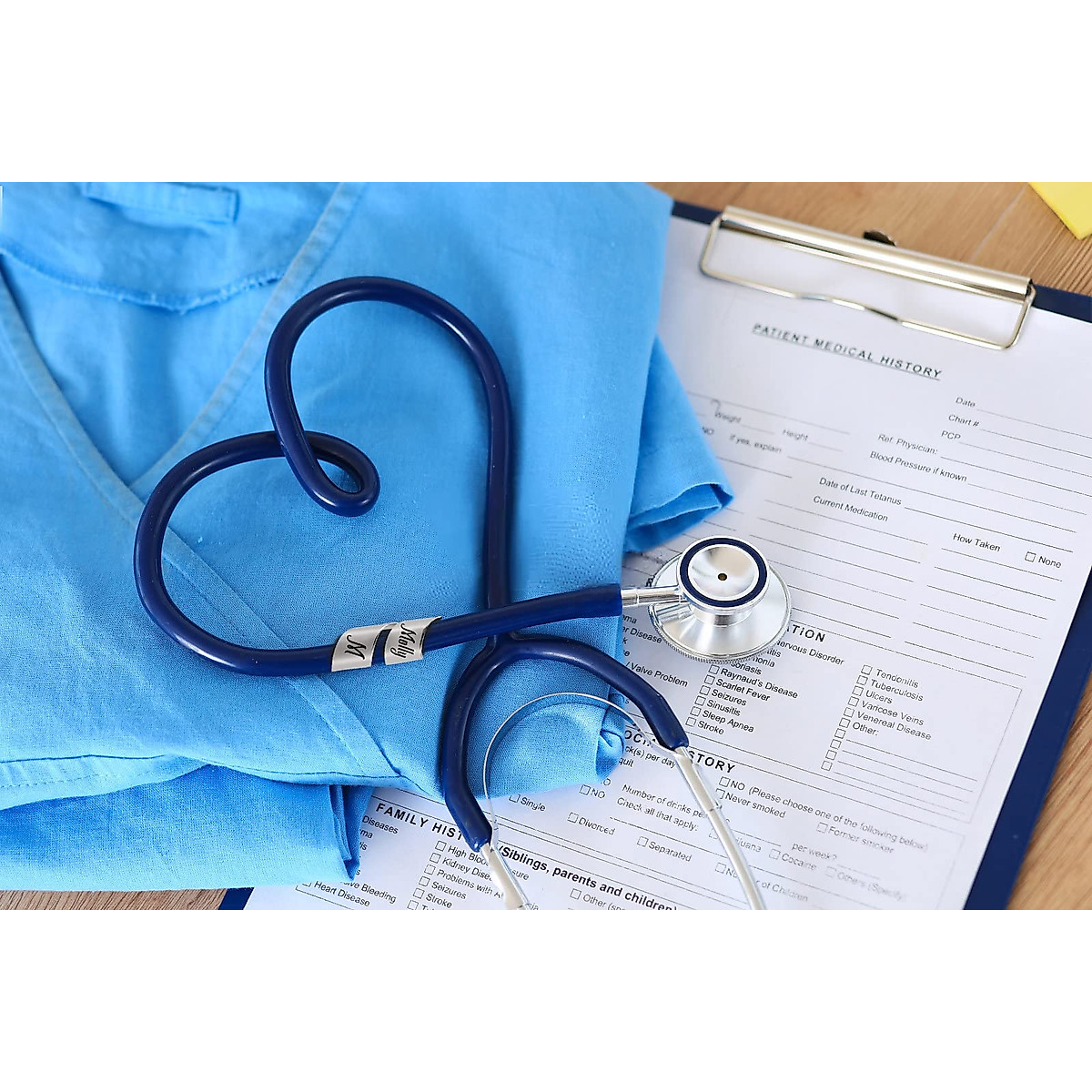 Hybedora Stethoscope Name Tag Personalized,Personalized Stethoscope Charm Name Charm Wide 3/4''Cuff/Wrap Style Universal Fit Stethoscope Charm