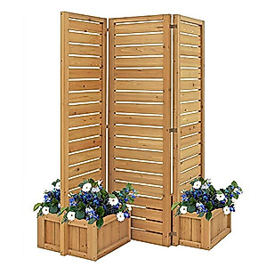 Yardistry YM11703 Fusion Planter Cedar Privacy Screen, Brown