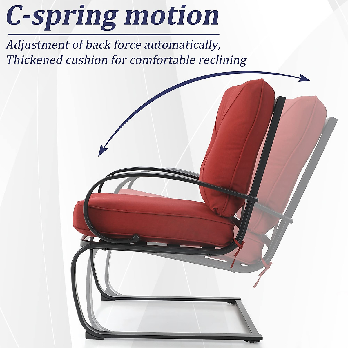 PHI VILLA 9 PCS Patio Dining Set, 8 Spring Motion Thickened Cushion Chairs and Extendable Metal Table for Indoor,Outdoor, Garden, Outdoor Waterproof Furniture Sets(Red)