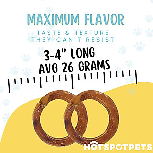 hotspot pets Bully Stick Rings for Dogs (10 Pack) - Premium All Natural Long Twisted Beef Pizzle Dog Chew Treats - Grain Free Fully Digestible Rawhide Alternative Thick Chew Circles