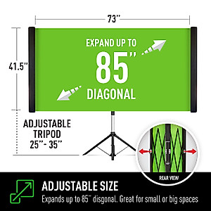 Valera Performer Extra Wide Portable Green Screen & Stand – Extra Wide Chroma Key Panel, 10 Second Setup, 1000 Backgrounds Included, Wrinkle Resistant Green Fabric Backdrop, Tripod, & Carrying Case