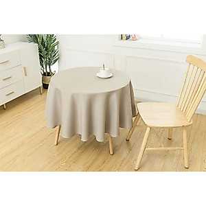 Biscaynebay Textured Fabric Tablecloths Round 60" for Tables' Diameters from 20" to 40", Natural Water Resistant Tablecloths for Dining, Kitchen, Wedding, Parties etc. Machine Washable