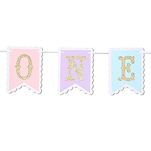 Rainbow High Chair Banner for 1st Birthday - Baby Girl Rainbow Smash Cake for Photo Props, First Birthday Photo Background, Macarons Color Ribbon (Rainbow High Chair Banner)