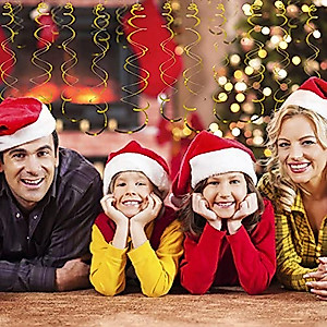 30 Pcs Gold Hanging Swirl Party Decorations,Sparkle Gold Birthday Ceiling Decorations,Streamers for Wedding Party Anniversary Graduation Christmas (Gold)