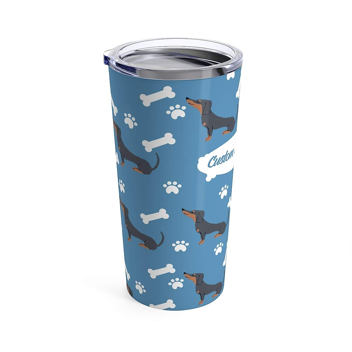 Custom Black Dachshund 20oz Travel Mug - Personalized Stainless Steel Insulated Tumbler Cup for Dog Lovers Warm Cold Drinks Coffee Beer Gifts for Men Women Wiener Dog