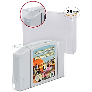 Video Game Cartridge Protector Compatible for Nintendo N64 Games - 0.40 MM PET Cartridge Display Storage Case compatible for Mario Kart, Zelda, Super Mario, Golden Eye (Pack of 25)