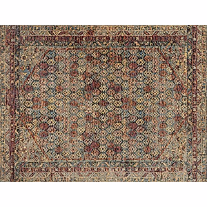 Loloi JV-03 Javari Collection Distressed Modern Area Rug 6' x 9'4" Slate / Berry