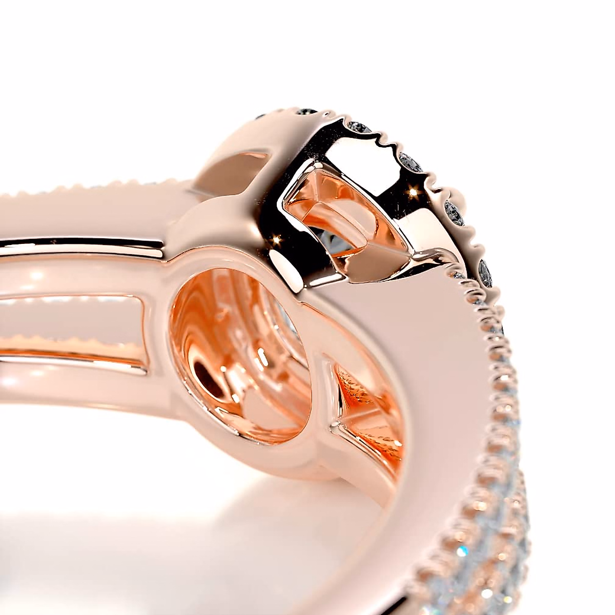 Solid Gold Handmade Wedding Rings 2 CT Round Cut Moissanite Diamond Halo Bridal Engagement Ring for Anniversary Propose Gift (10K Solid Rose Gold)