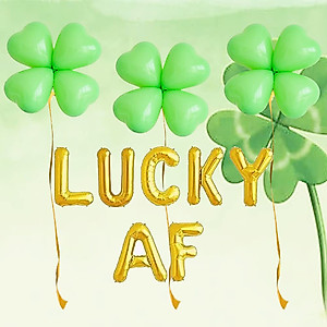 Geloar St. Patrick's Day Decorations Saint Paddy's Day Theme Irish Four Leaf Clover Shamrock Foil Balloons Baby Shower March Birthday Bridal Shower Bachelorette Wedding Party Supplies (Lucky Af)