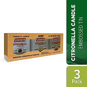 Coleman Scented Tin Citronella Candle - 3 Pack, S'Mores, Pine and Campfire