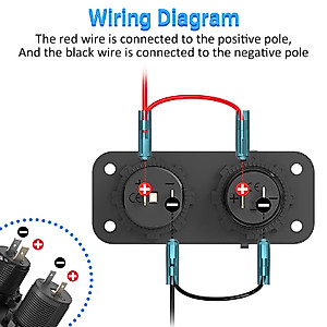 Cigarette Lighter Socket 12V Power Outlet, Qidoe Aluminum 40W Dual QC3.0 USB Charger Socket with LED Voltmeter Switch,150W DC Lighter Socket Waterproof 12V Plug Panel for Car Boat RV Marine Golf Cart