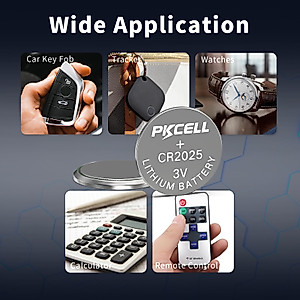 PKCELL 5Pcs CR2025 Battery CR 2025 3V Lithium Coin Battery for Car Key Fob, Remote Control