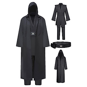 Wecos Tunic Hooded Robe Knight Costume Outfits Halloween Cosplay Costume for Mens Three Versions