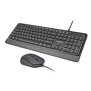 Wired Keyboard and Mouse Combo, YUMQUA Corded USB Computer Keyboard and Mouse Combo for Windows Laptop PC Desktop Notebook, Black