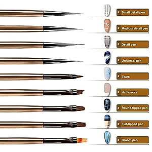 Adispotg 9pcs Nail Art Brushes,Nail Art Tool Set, Nail Dotting Tools, Nail Art Design Brushes for Gel Polish, Nail Polish Brushes&Clean Up Brushes, 3D Nail Art Decorations Brush for DIY Manicure