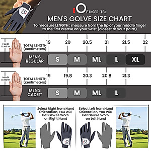 FINGER TEN Golf Gloves Men Right Left Handed Golfer Mens Glove RainGrip Hot Wet Weather Value 6 Pack, All Weather in Grey Medium/Large (Grey, Medium/Large, Left)