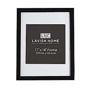 Set of 6 Picture Frames - 11x14 Photo Frame Set with Stand and Hooks for Gallery Wall or Family Portrait - Picture Wall Decor by Lavish Home (Black)