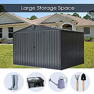 Domi Outdoor Storage Shed 10' x 8', Metal Steel Utility Tool Shed Storage House with Double Lockable Doors & Air Vents for Backyard Patio Garden Lawn