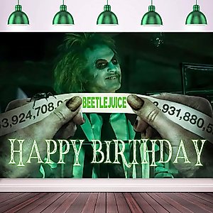 Titenmaoyi Horror Birthday Party Decorations, 5x3ft Happy Birthday Back drop Halloween Banner Scary Theme Horror Backdrop Banner for Halloween Party Decorations Indoor Outdoor