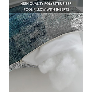 Blue Graffiti Art Outdoor Chaise Lounge Head Resting Pillows 2 Pack, Teal Blue Green Gray Abstract Art Waterproof Patio Furniture Pillow with Insert Adjustable Elastic Stripe for Recliner Beach Chair