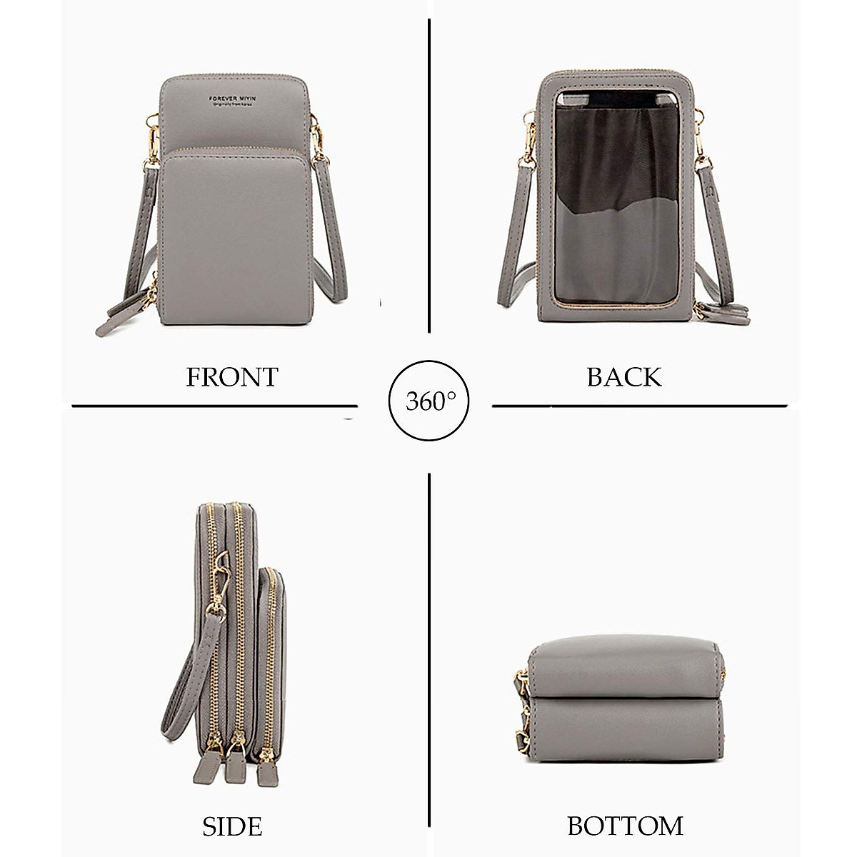 Womens Touch Screen Crossbody Phone Bag, Small Shoulder Bag Cell Phone Wallet Purses and Handbags with Credit Card Slots