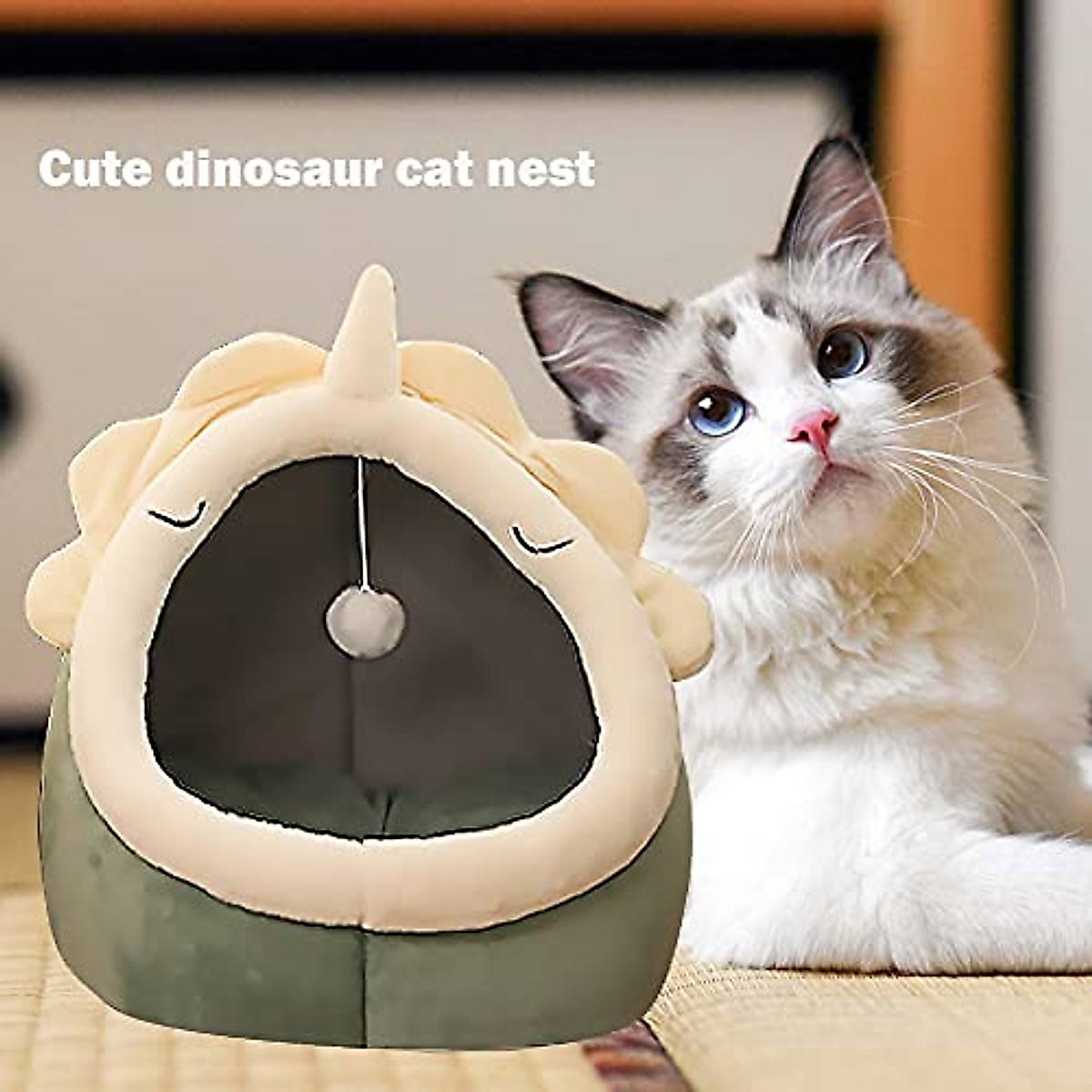ZLXDP Removable Dragon Shaped WashableCat Beds Indoor Detachable Semi-Closed Pet House Kennel Nest for Cats (Size : Medium)