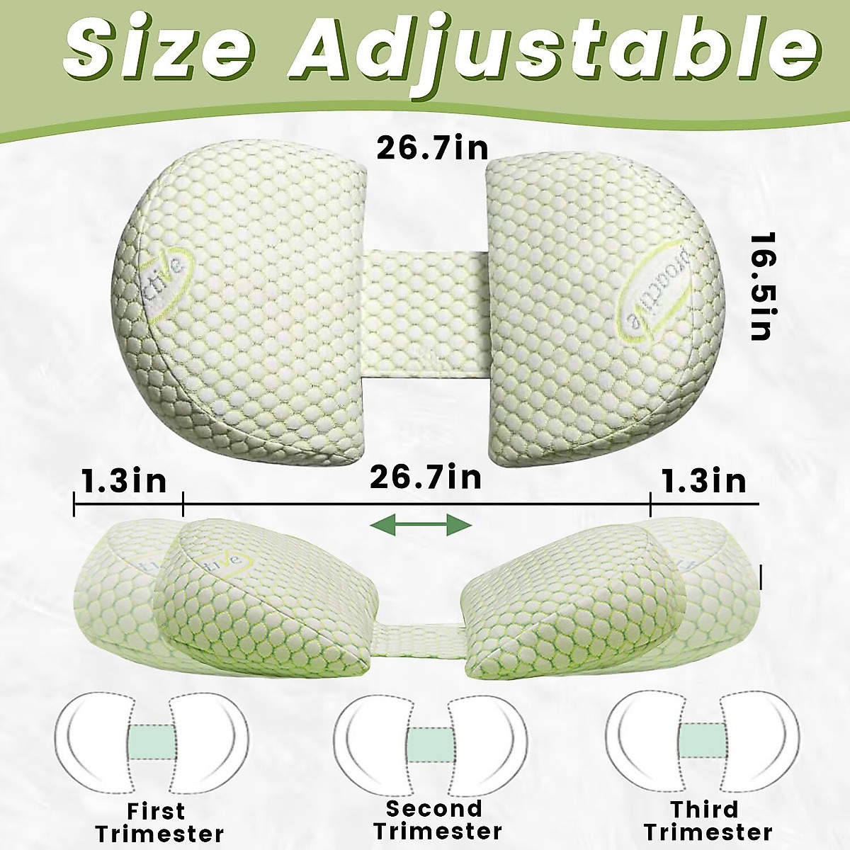 ZiZa Pregnancy Pillows, Maternity Pillow, Pregnancy Pillow Side Sleeper, Pregnancy Pillows for Sleeping on Stomach