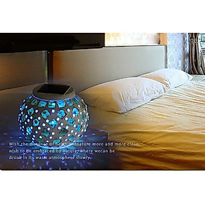 AMZSTAR Waterproof Color Changing Table Lamp, Solar Powered Mosaic Glass Ball LED Garden Lawn Night Light Lamps, Party Lights for Home,Yard, Indoor,Outdoor Decoration Lights (Yellow Square)