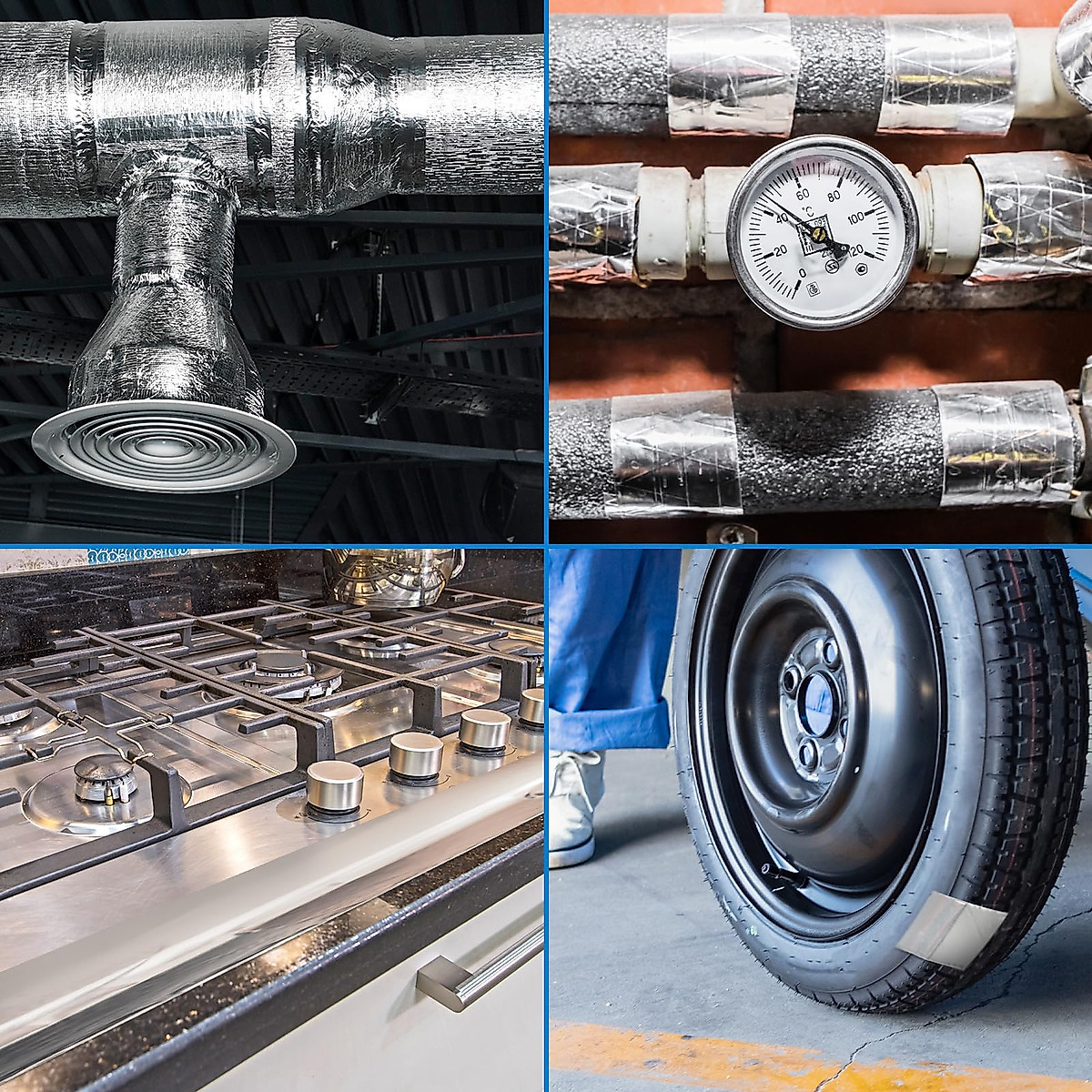 Thicker Silver Aluminum Foil Tape for Ductwork, 2-inch x 65 Feet, 3.9 mils High-Temperature Sealing & Patching, Heavy Duty HVAC Tape for Air Ducts Vents, Metal Repair, Exhaust Pipe, AC Dryer, Furnace