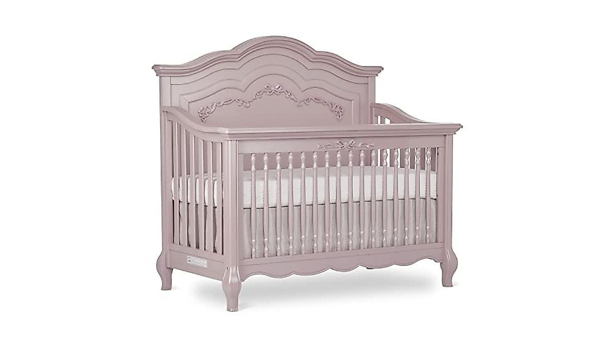 Evolur Aurora 5-in-1 Convertible Baby Crib Dusty Rose Safe & Stylish
