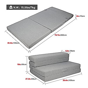 Stonehomy 4 Inch Thick Foldable Mattress Twin XL Size, Portable Folding Out Couch Sofa Bed with Handle for RV, Living Room and Car, 78.7x39.4 Inches