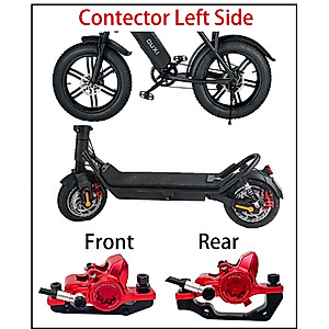 DEYING 950E Electric Power-Off E-Bike E Scooter Hydraulic Disc Brake Front & Rear Set & 180mm Rotor Mounting Adapter Included (Red, Contector Left Side)