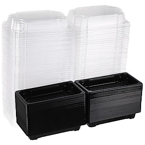 Sushi Containers with Lid: 100 Pcs Black Disposable Sushi Containers Sushi Boxes with Clear Lid Fruit Cake Dessert Container