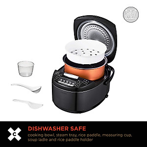 Crux 12 Cup Non-Induction Rice Cooker, Multi-Cooker, Food Steamer, Slow Cooker, Stewpot, Easy One-Pot Healthy Meals, Dishwater Safe, Non-Stick Bowl, Black, one size