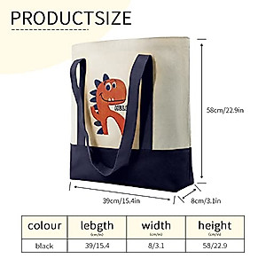 MOLYCHO Dinosaur Embroidery Shopping Groceries Cotton Bag Gift For Family Library Reusable Multipurpose