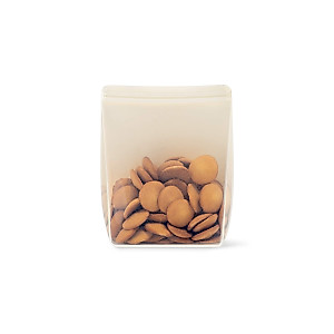 W&P Porter Stand Up Bag - Large 100% Silicone Reusable Food Storage Bag | 50 oz (Pack of 2) - Cream | Cook, Store, or Freeze | Easy Cleaning, Dishwasher-Safe